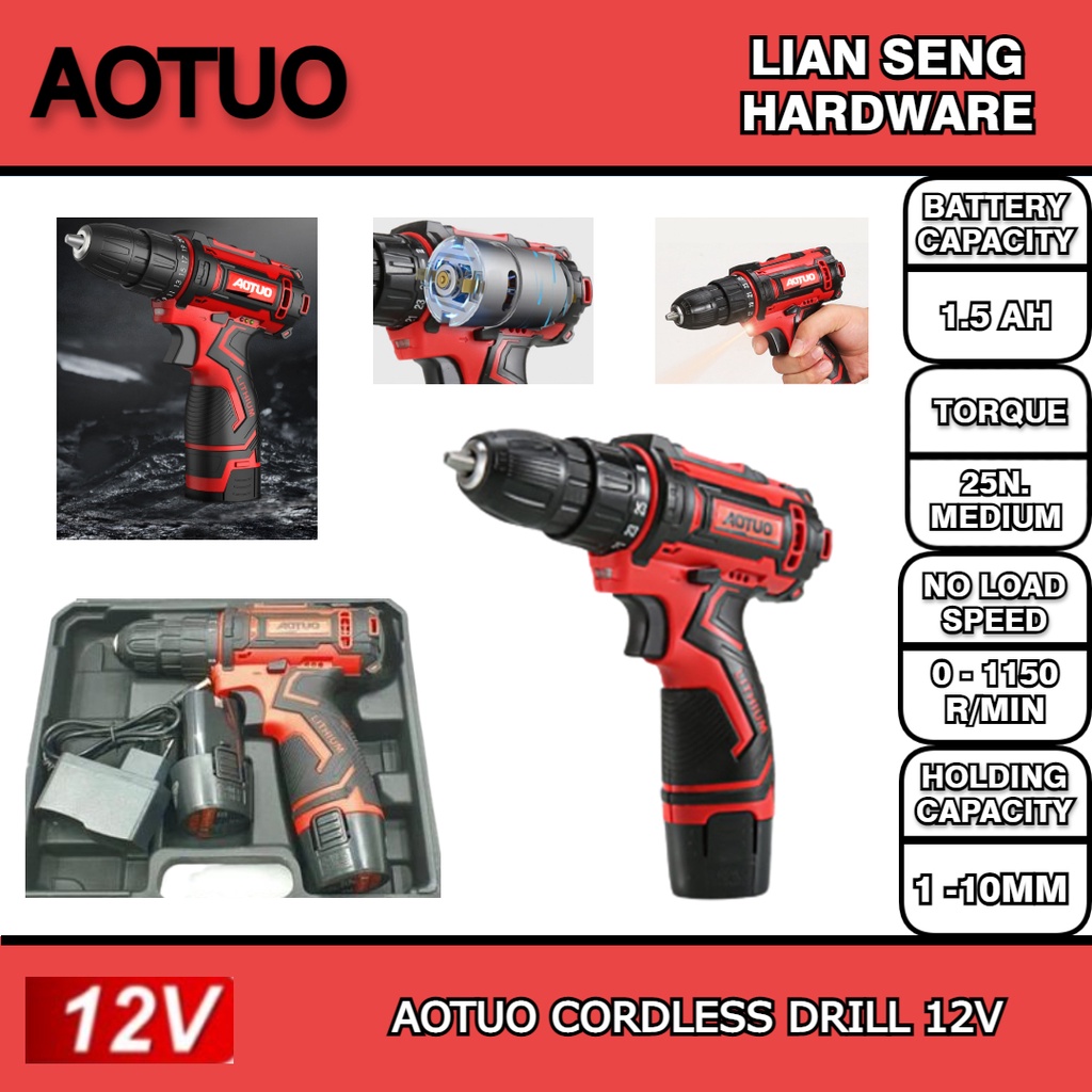 AOTUO CORDLESS DRILL 12V | Shopee Malaysia