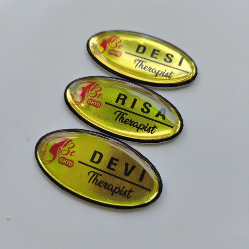 Name tag name tag Nameplate Chest oval name pin gold silver Magnetic ...