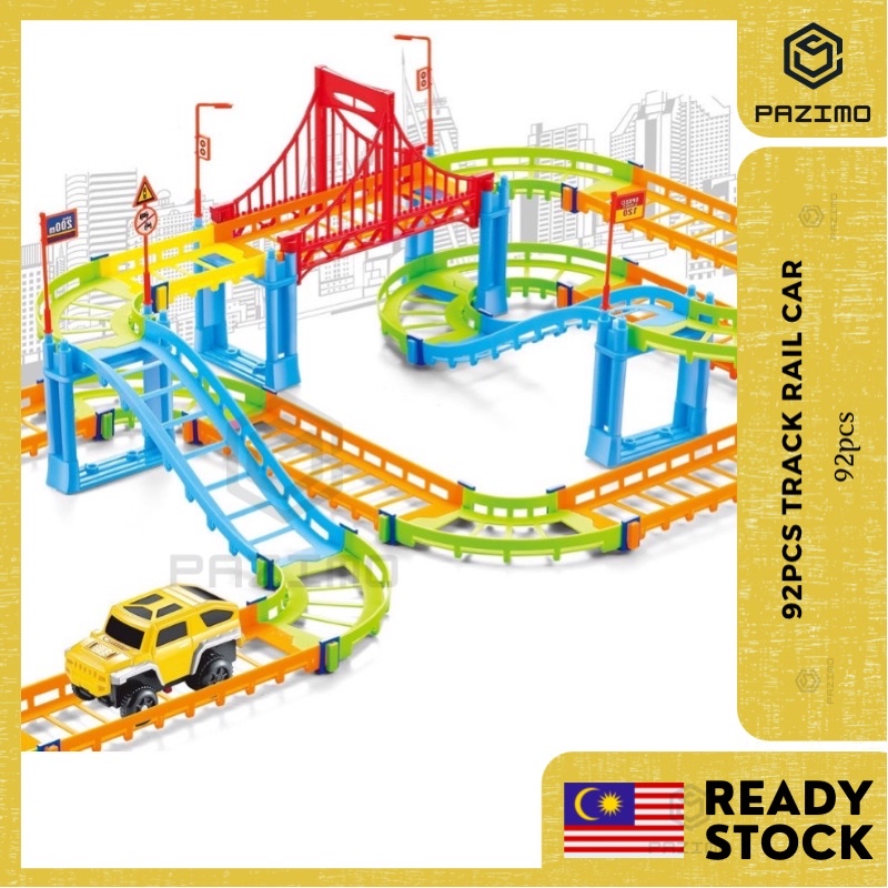 Electric Car Toy 92pcs DIY Double Layer Deluxe Car Track Set Railway ...