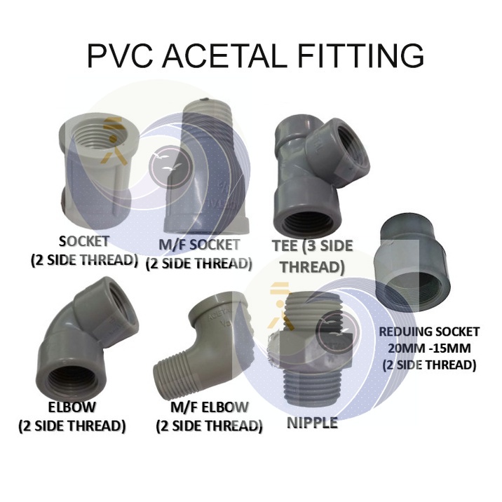 [ 1 UNIT ] PVC ACETAL FITTING / MALE FEMALE SOCKET/ M/F ELBOW/ ACETAL ...