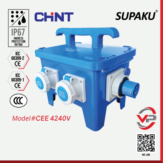 SUPAKU CEE 4240V IP65 JUNCTION BOX 240V / DB BOX 240V SOCKET BIRU ...