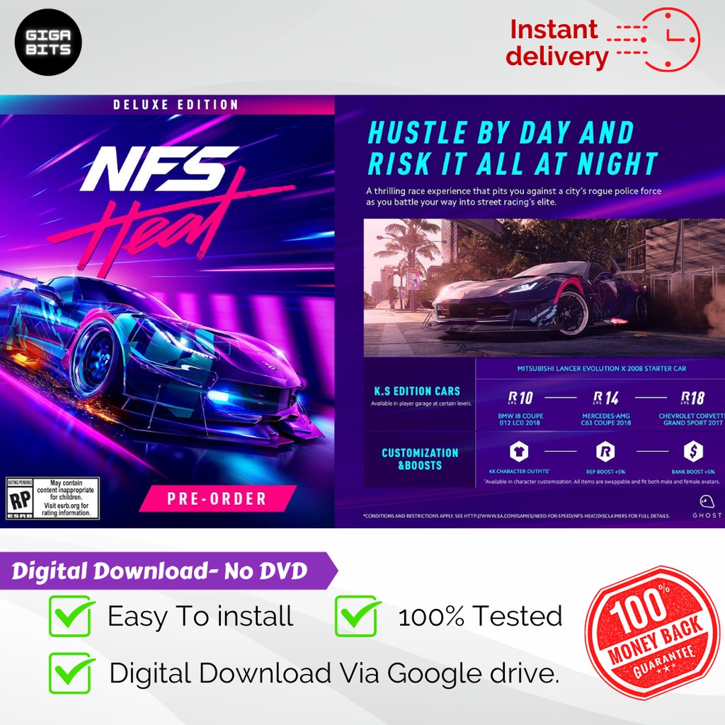 Need for speed heat deluxe edition [pc Game] No CD Digital download ...