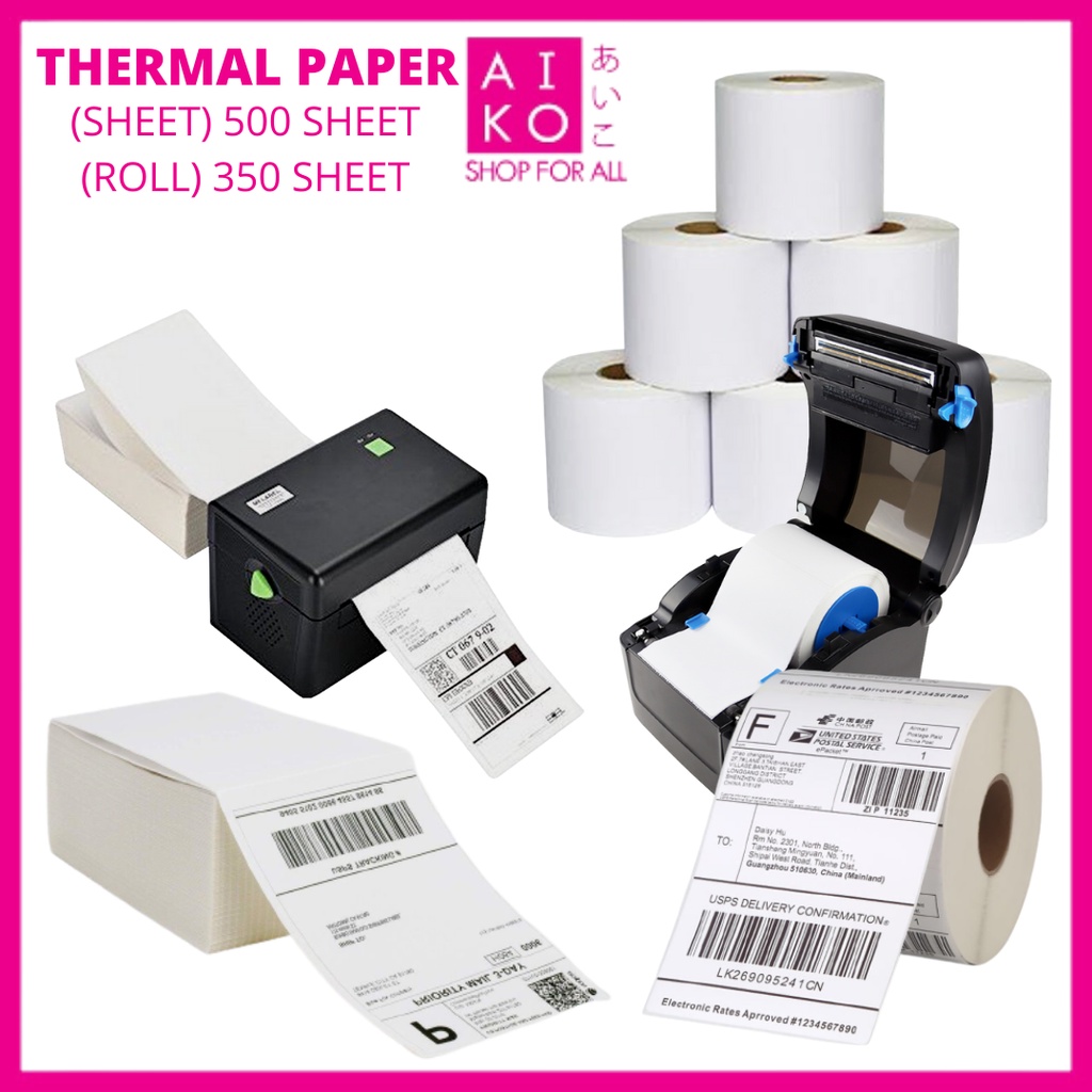 (AIKO) PRINTER THERMAL PAPER ROLLS WAYBILL PAPER SHEET CONTINUOUS PAPER ...