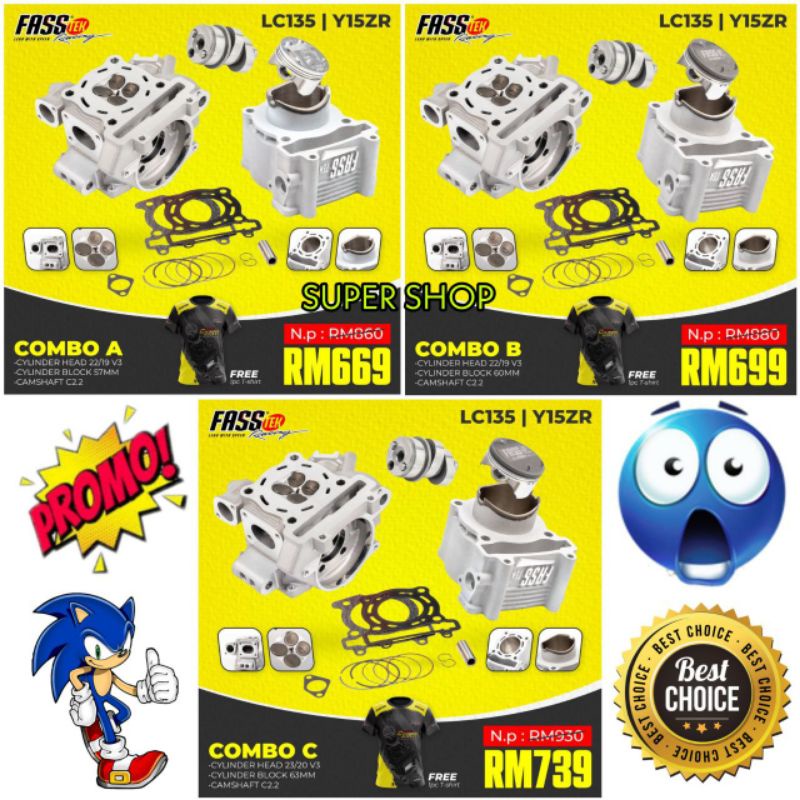 🔥COMBO SET🔥 FASSTEK Block Set V2 57 60 63 65 + Head Oval V3 + Camshaft ...