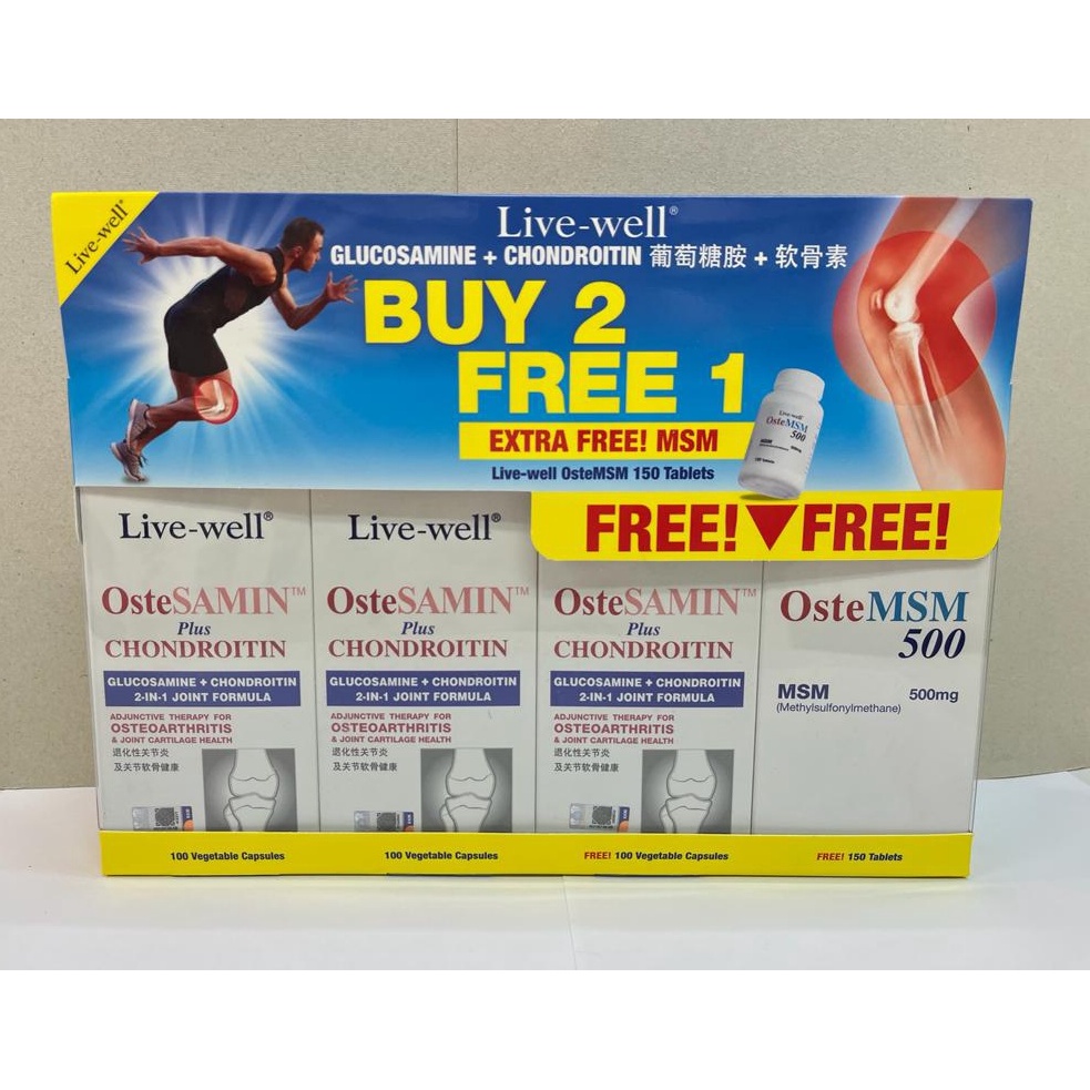 LIVE-WELL OsteSAMIN & CHONDROITIN Capsule 3x100+150s (Exp: 7/2026 ...