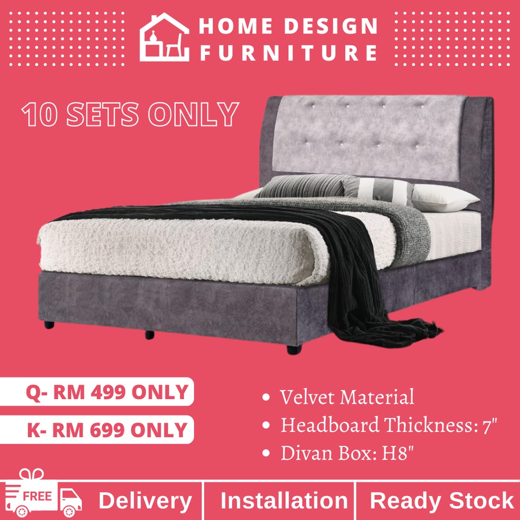 [Melaka Home Design] Divan Bedframe King Queen / Katil King Queen High ...