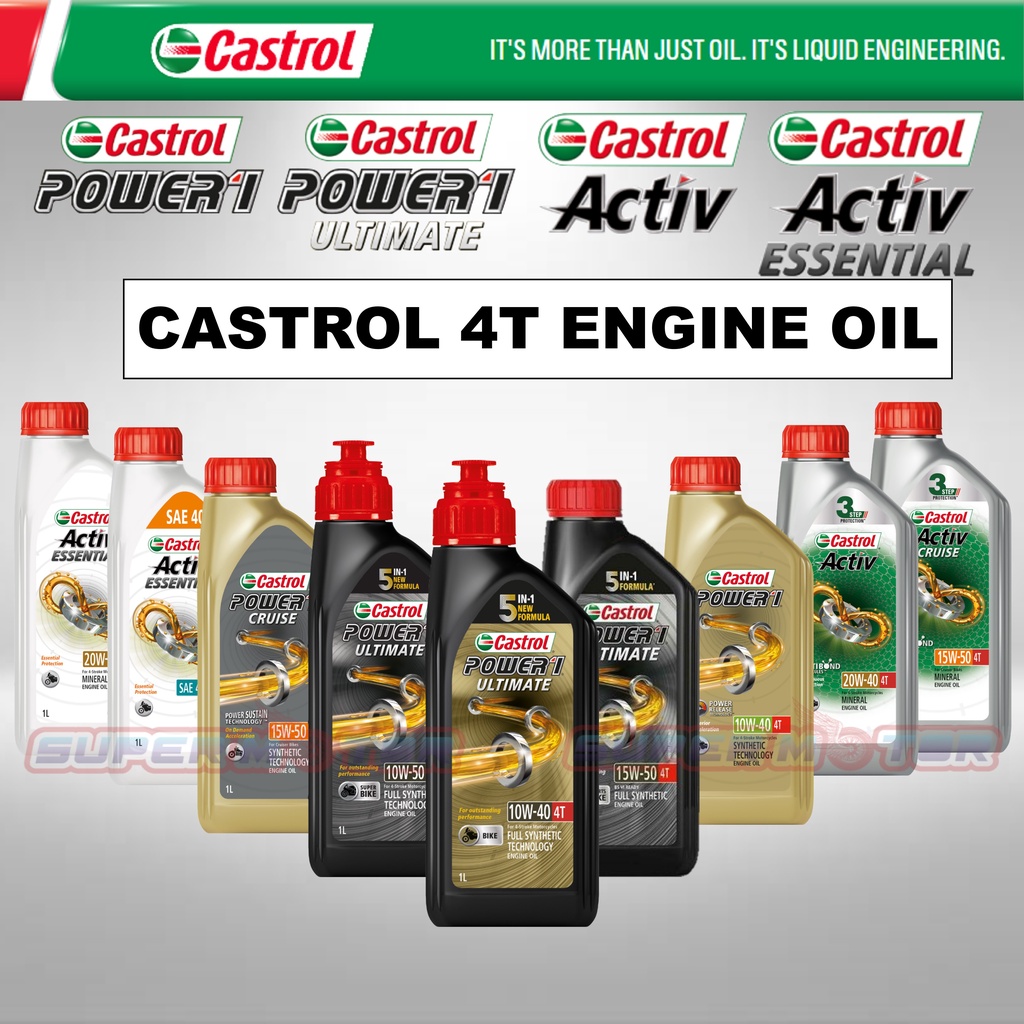 100% ORIGINAL CASTROL POWER1/ ACTIV CRUISE/ GO 4T 20W40 / ACTIV ...