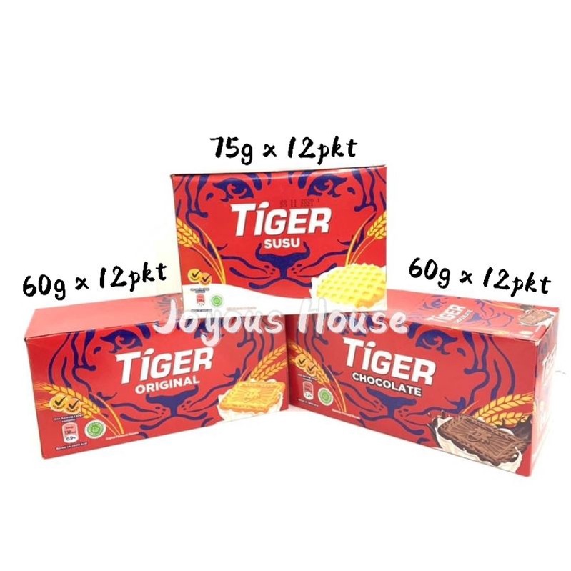 60g/75g x 12packs Tiger Biscuit (Original / Chocolate / Susu) | Shopee ...
