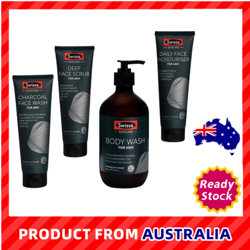 Swisse Skincare Face Moisturiser For Men 120ml/Deep Face Scrub 120ml ...