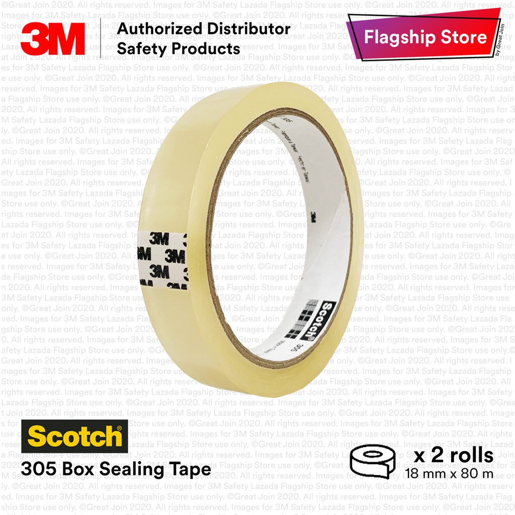 3M Scotch 305 Box Sealing Tape 18 mm Transparent/ Tartan Clear OPP Tape ...