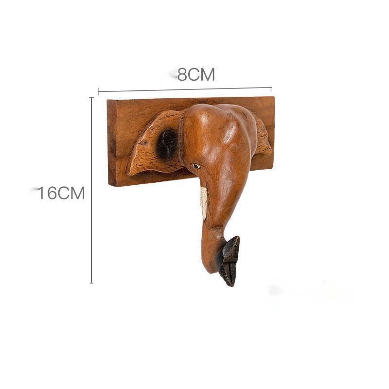 Solid Wood Elephant Coat Rack Creative Wall Hanger Key Umbrella Hook ...