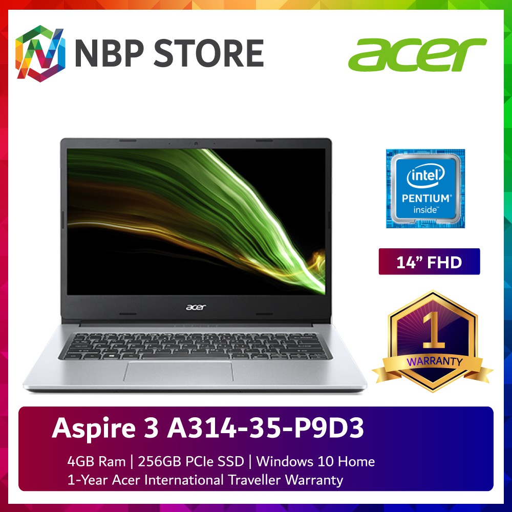 Acer Aspire 3 A314-35-P9D3 14'' FHD Laptop Pure Silver | Shopee Malaysia