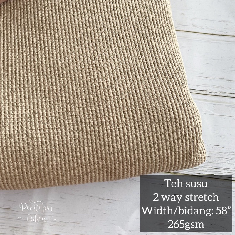 Kain knit waffle fabric plain red black khaki brown green purple pink ...