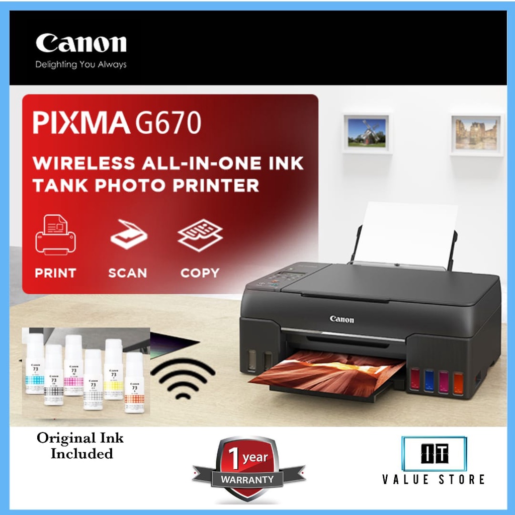 Canon Pixma G670 Wireless All-In-One Ink Tank Printer (Print, Scan, Copy) | Shopee Malaysia