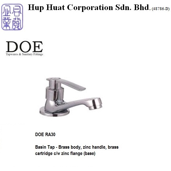New!!DOE RA30 BASIN TAP BRASS BODY, ZINC HANDLE, BRASS CARTRIDGE C/W ...