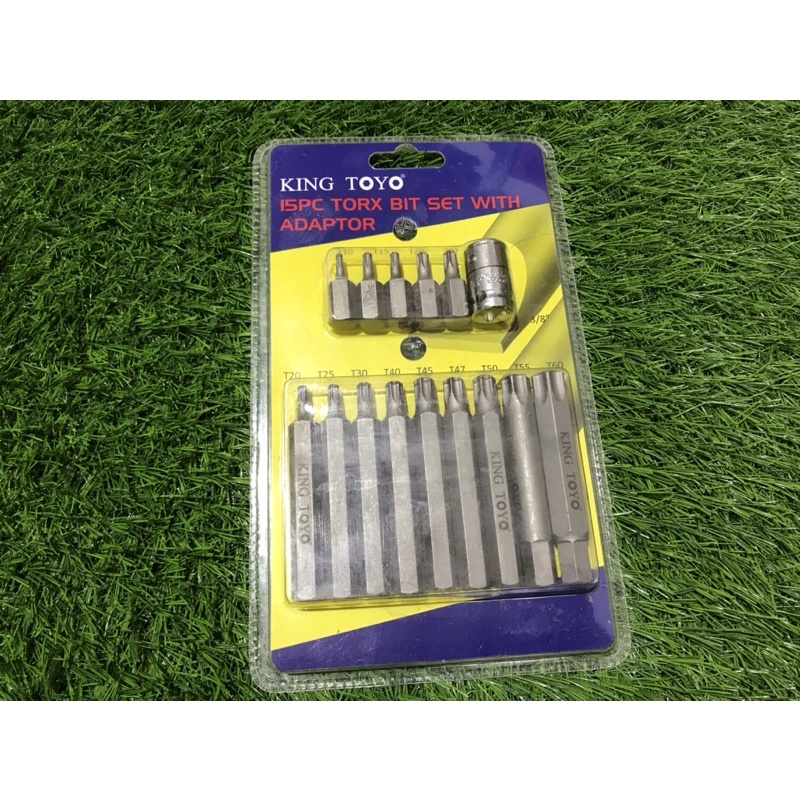 KINGTOYO/KING TOYO 15PCS TORX BIT SET WITH 3/8” ADAPTOR | Shopee Malaysia