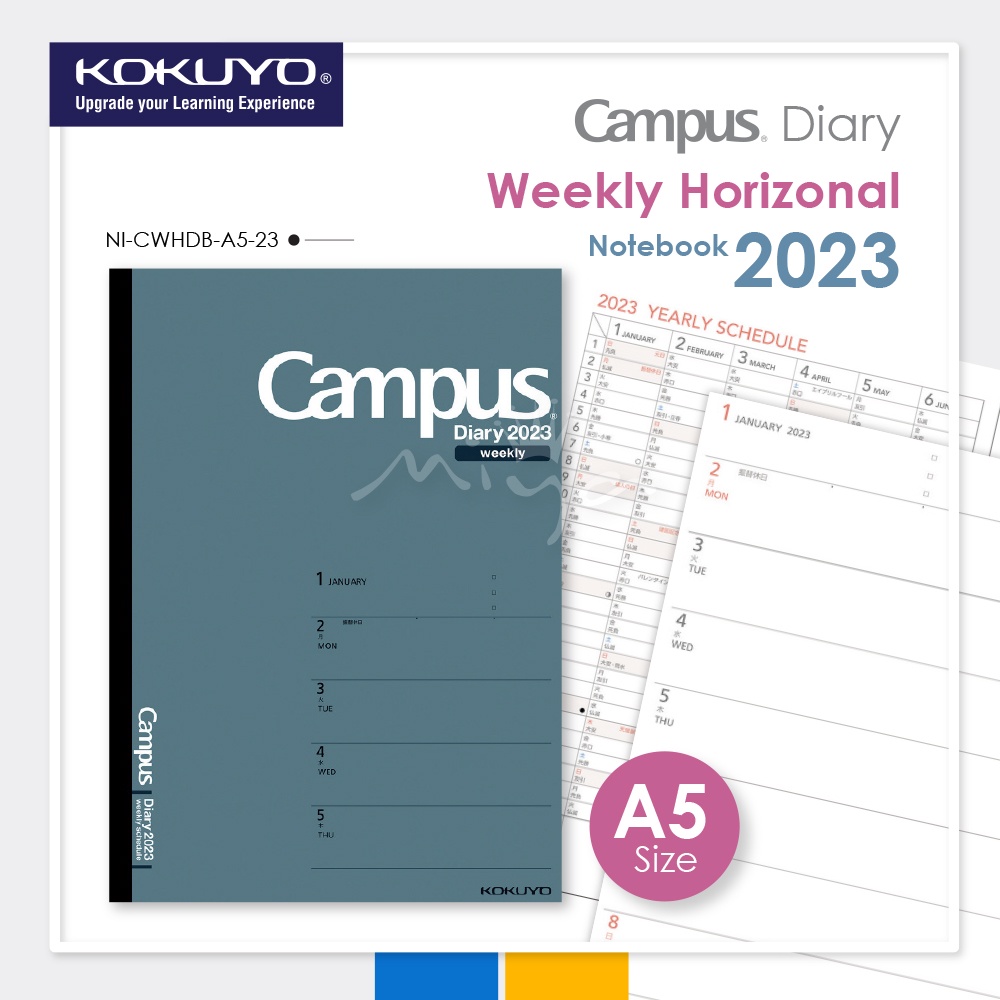 KOKUYO CAMPUS WEEKLY SCHEDULE DIARY 2023 - (HORIZONTAL VERSION) - A5 | Shopee Malaysia