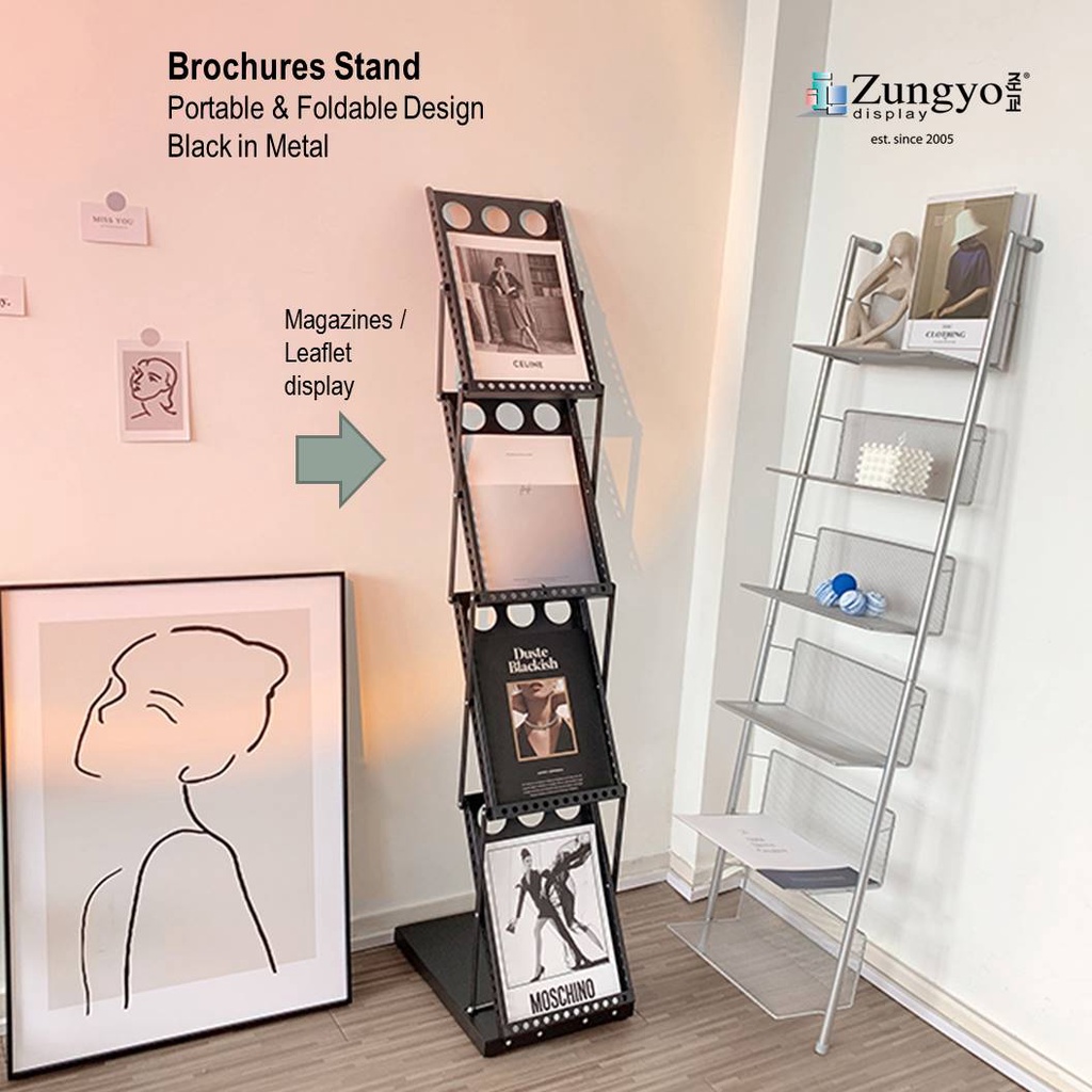 Foldable Brochures Leaflet, Magazine Stand with 4 Compartment | Shopee ...