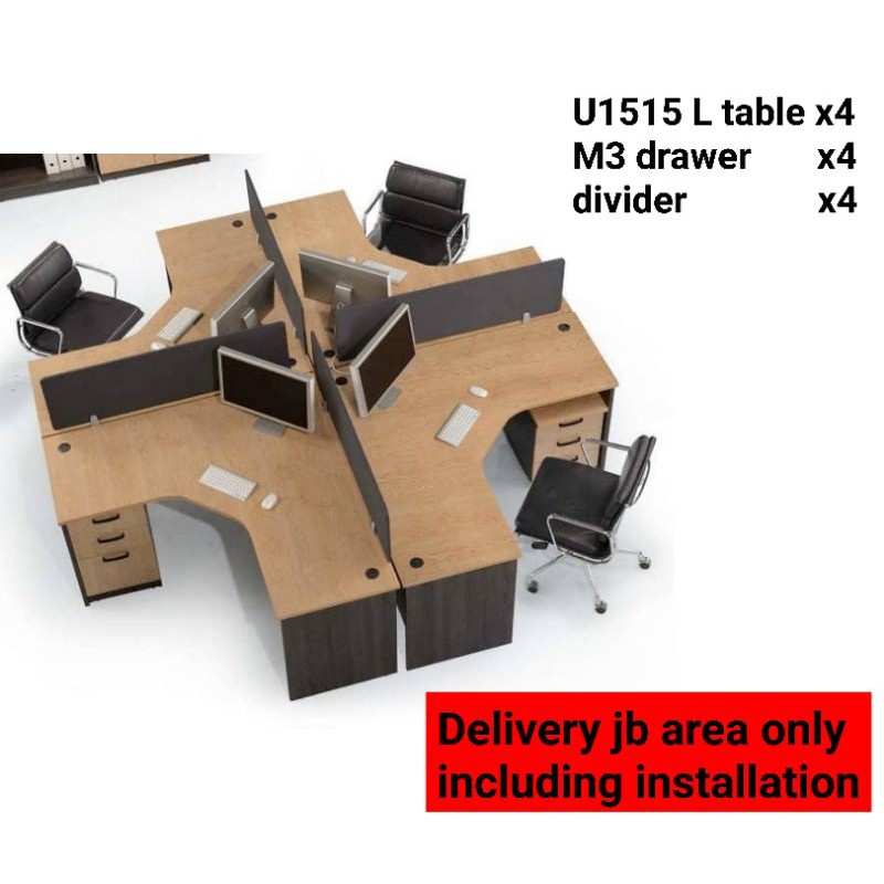 cluster of 4 workstation /office table | Shopee Malaysia