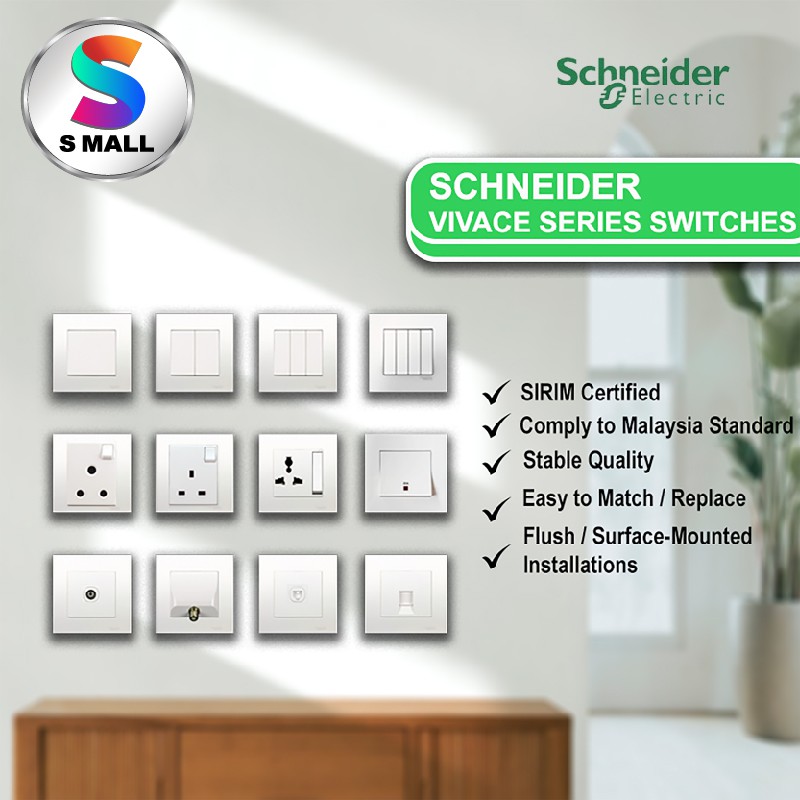 S Mall Schneider Vivace Series Switch and Sockets (WHITE) | Shopee Malaysia