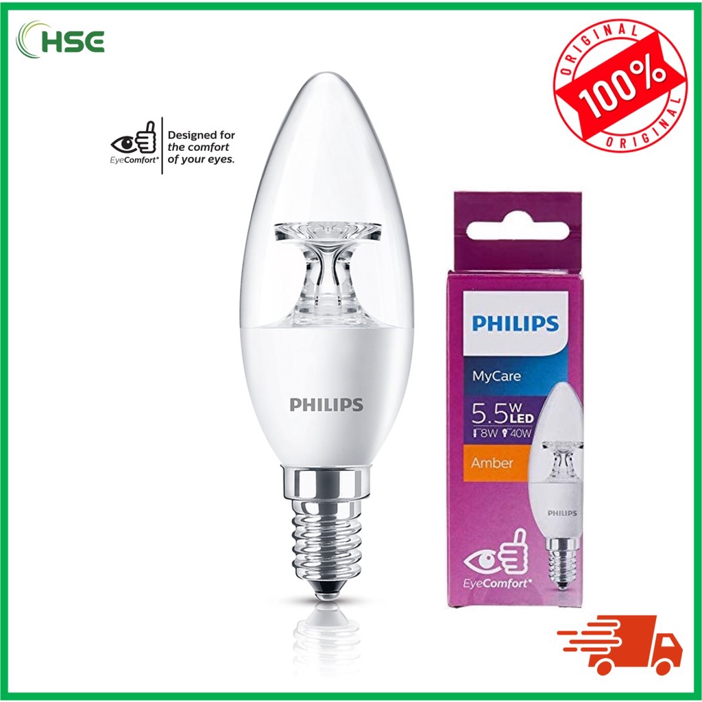 PHILIPS LED Candle Bulb 5.5W(40W) E14 B35 CL (2700K) Warm White - HSE ...