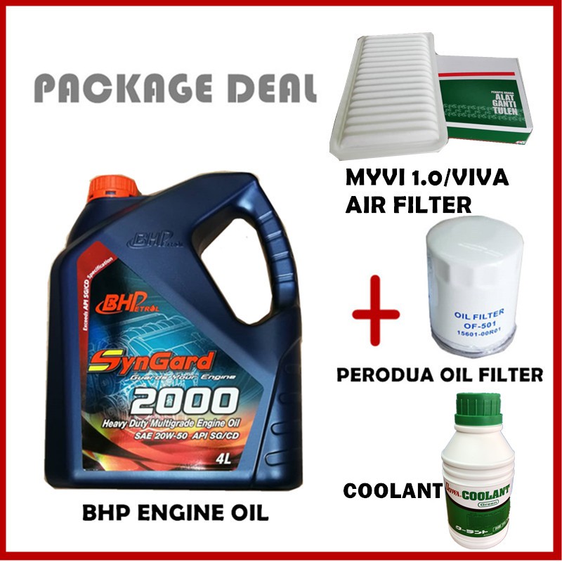 (100% Original Oil)Package-BHP Engine Oil SynGard 2000 + Perodua Oil ...