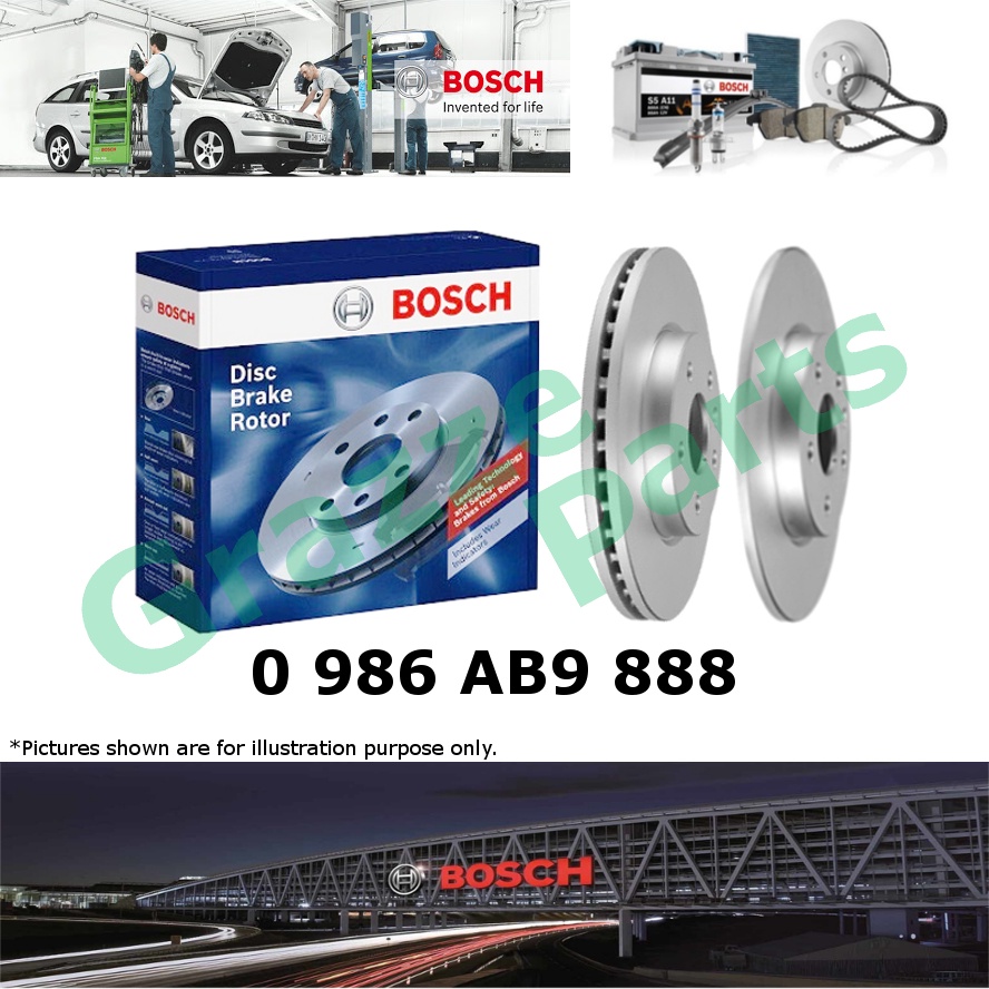 (2pc) Original Bosch Disc Brake Rotor Front 0986AB9888 for Perodua ...