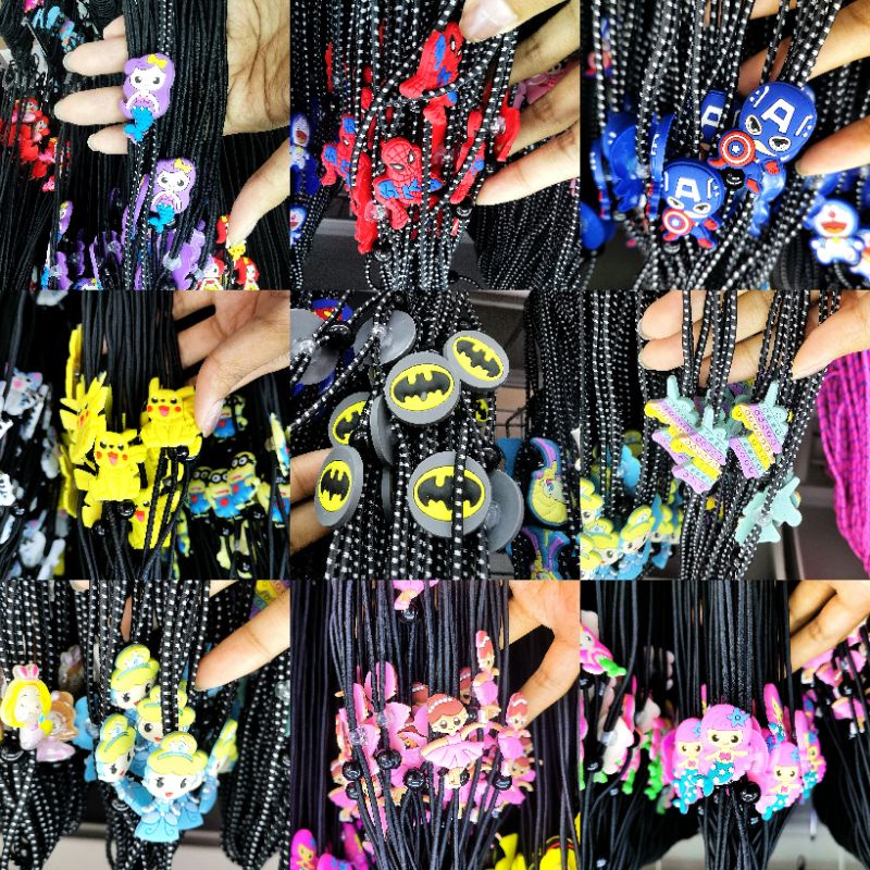 Kid Cartoon Mask Chain Princess Unicorn Superhero Spiderman mask chain ...