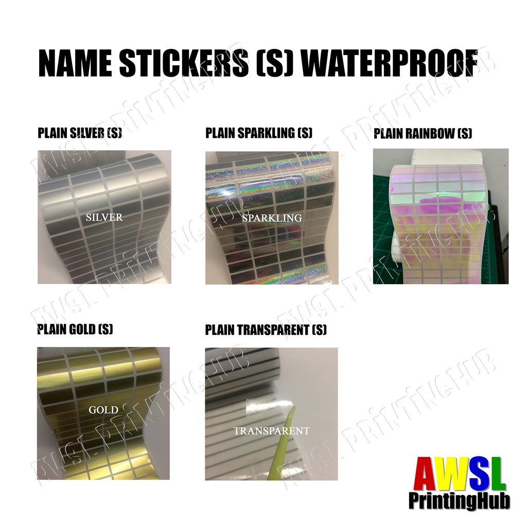 Name Sticker S Waterproof Sticker Plain SMALL Sticker Label Print ...