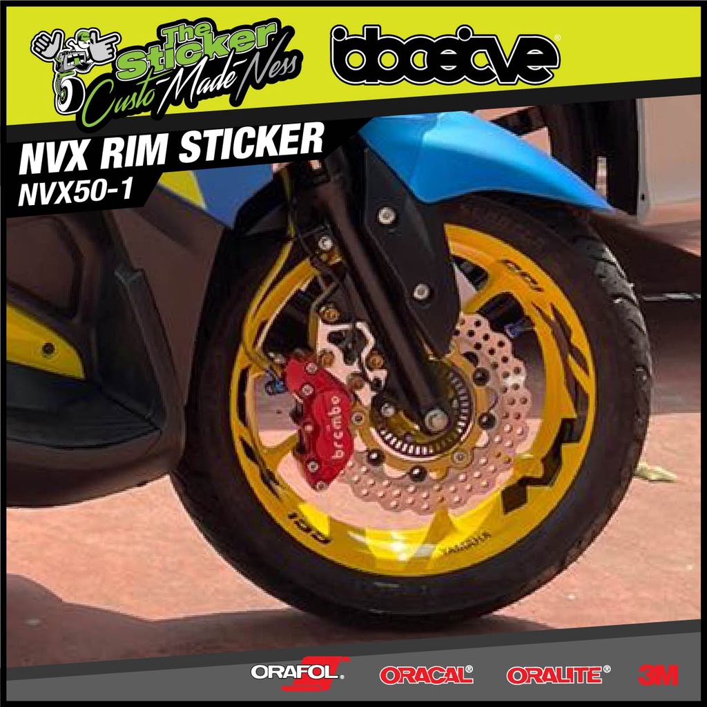YAMAHA NVX V1 / V2 RIM STICKER - warna Putih Merah Kuning Hitam Silver ...
