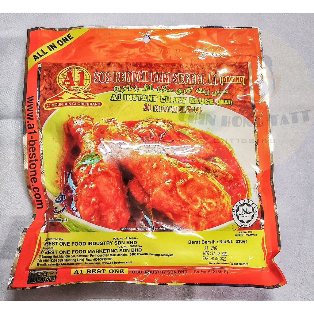 A1 Best One Instant Curry Sauce Meat / Seafood / Rendang 230G+/- Halal Certified Sos Rempah Kari ...