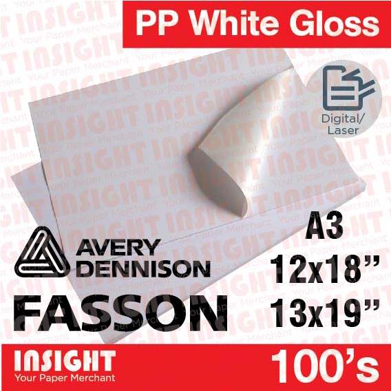 FASSON PP White Gloss 100's A3 13x19 12x18 Label PVC Material ...