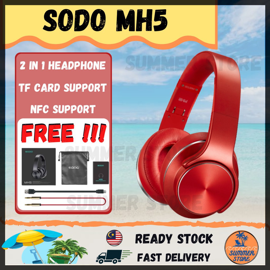 🌟Original SODO MH5 🌟 2 in 1 Bluetooth Headset Headphone Speaker Over-ear MH-5 Earphone OVAL ...