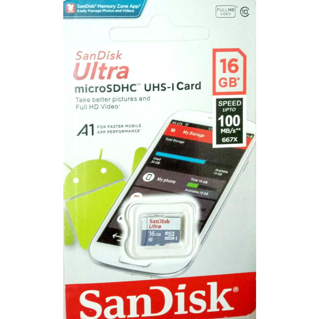 SanDisk Ultra microSDHC 100mb/s 16/32/64GB c10 with packing | Shopee ...