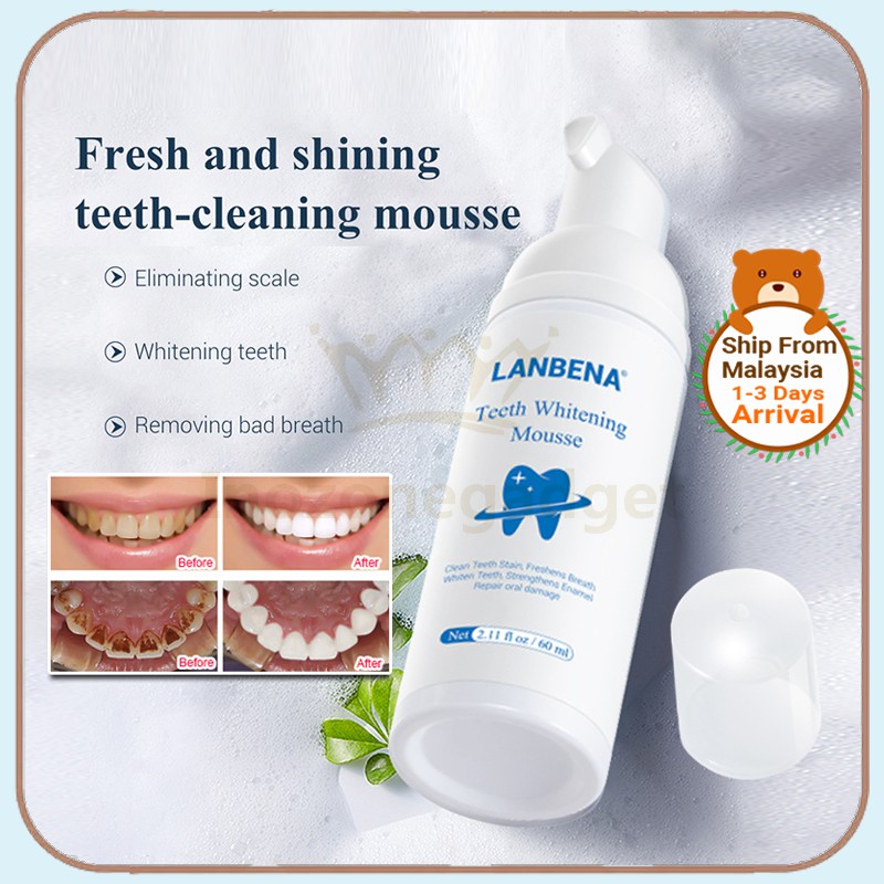 100% ORIGINAL LANBENA Teeth Whitening Mousse Fresh Breath Cleaning ...