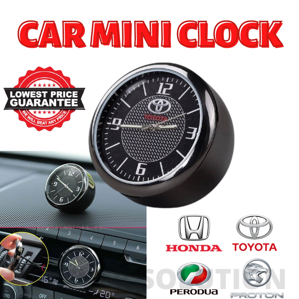 Car Clock Mini Luminous Interior Quartz Clock Jam Kereta Proton Perodua ...