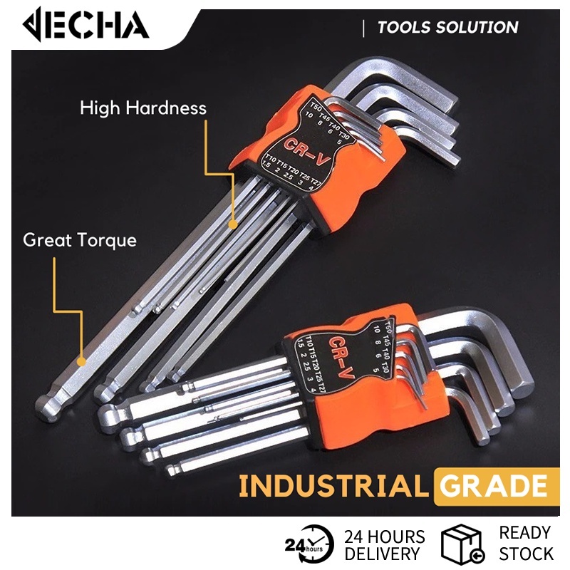 9 pcs Ball Point Hex Allen Key Set Wrench Tool/Torx Star Hex Allen Key ...