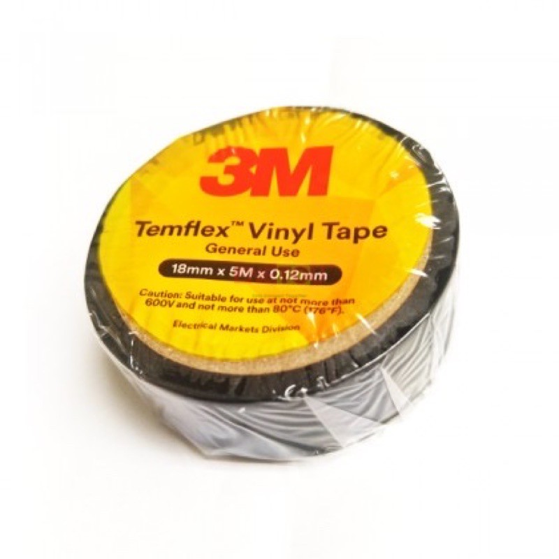 （1 PCS）3M Temflex Vinyl PVC Electrical Black Wire Tape 18MM x 5M x 0.12MM | Shopee Malaysia