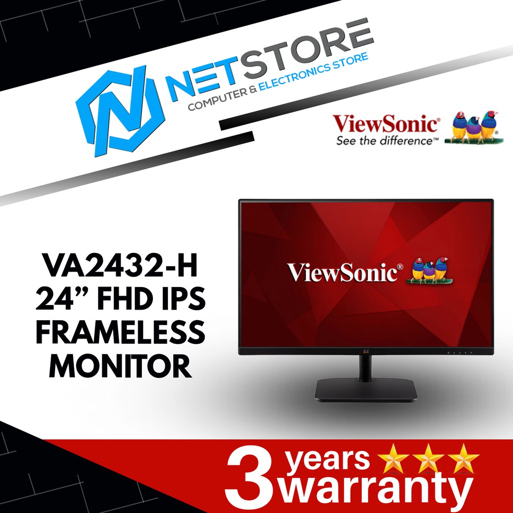 VIEWSONIC VA2432-H 24" FHD IPS 100Hz, 4ms 1080p MONITOR WITH FRAMELESS ...