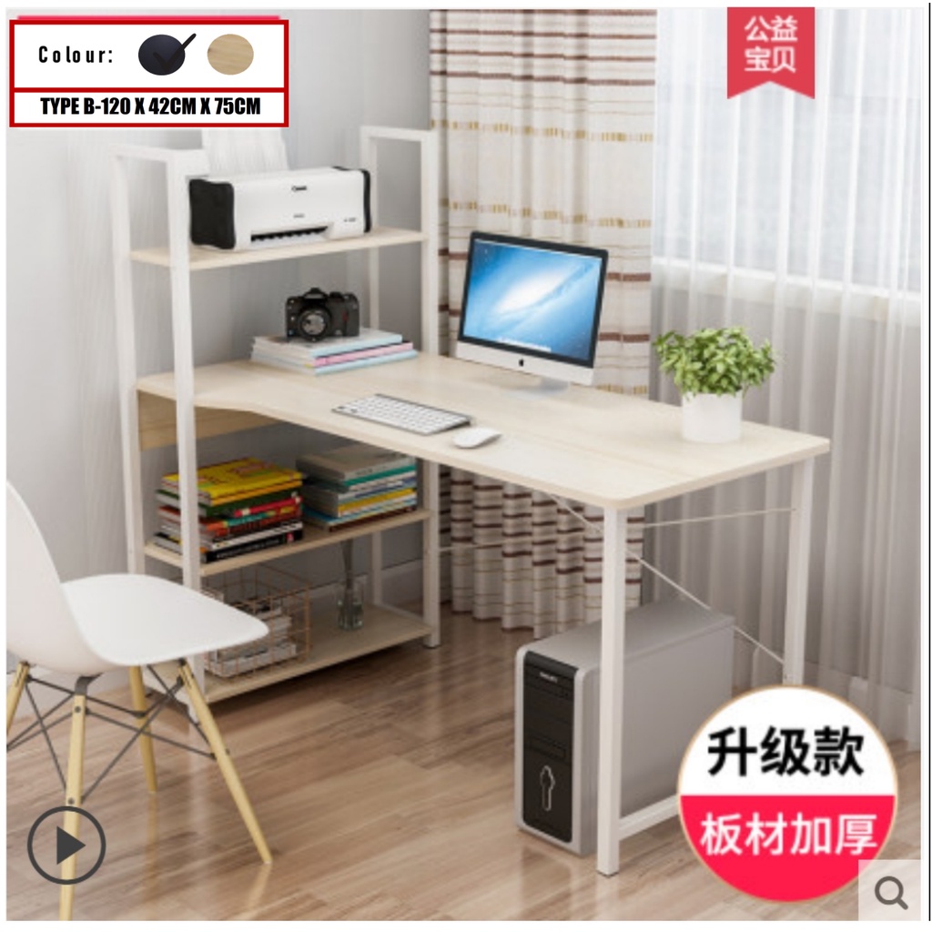 Malaysia Ready Stock Study Computer Table Laptop Desk With 4 Tier Book ...