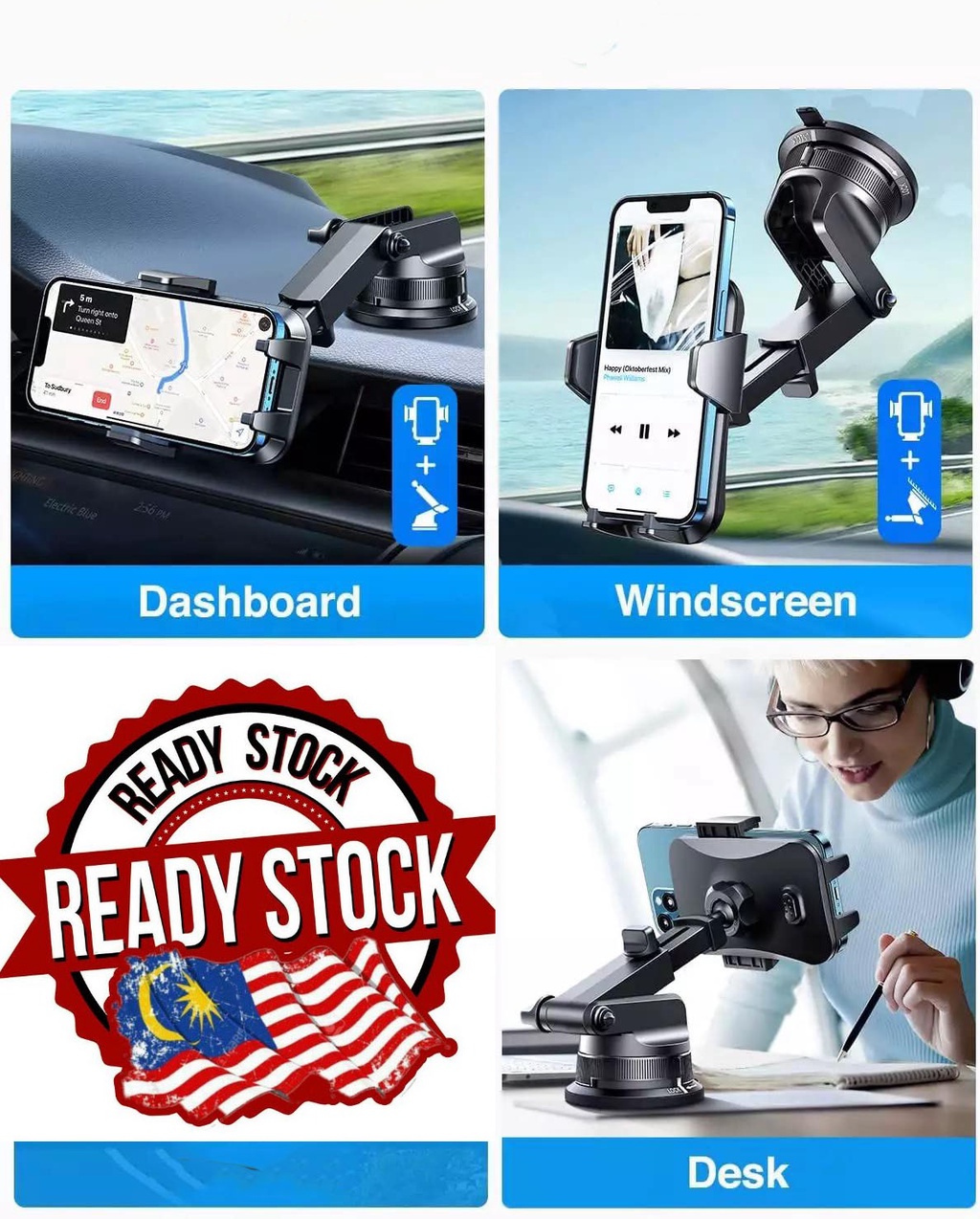 Car Phone Holder Gravity Stand with Suction Cup Car Phone Mount ...