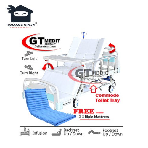🔥PROMOTION🔥 8 Function Double Crank Turn Medical Hospital Nursing Bed ...