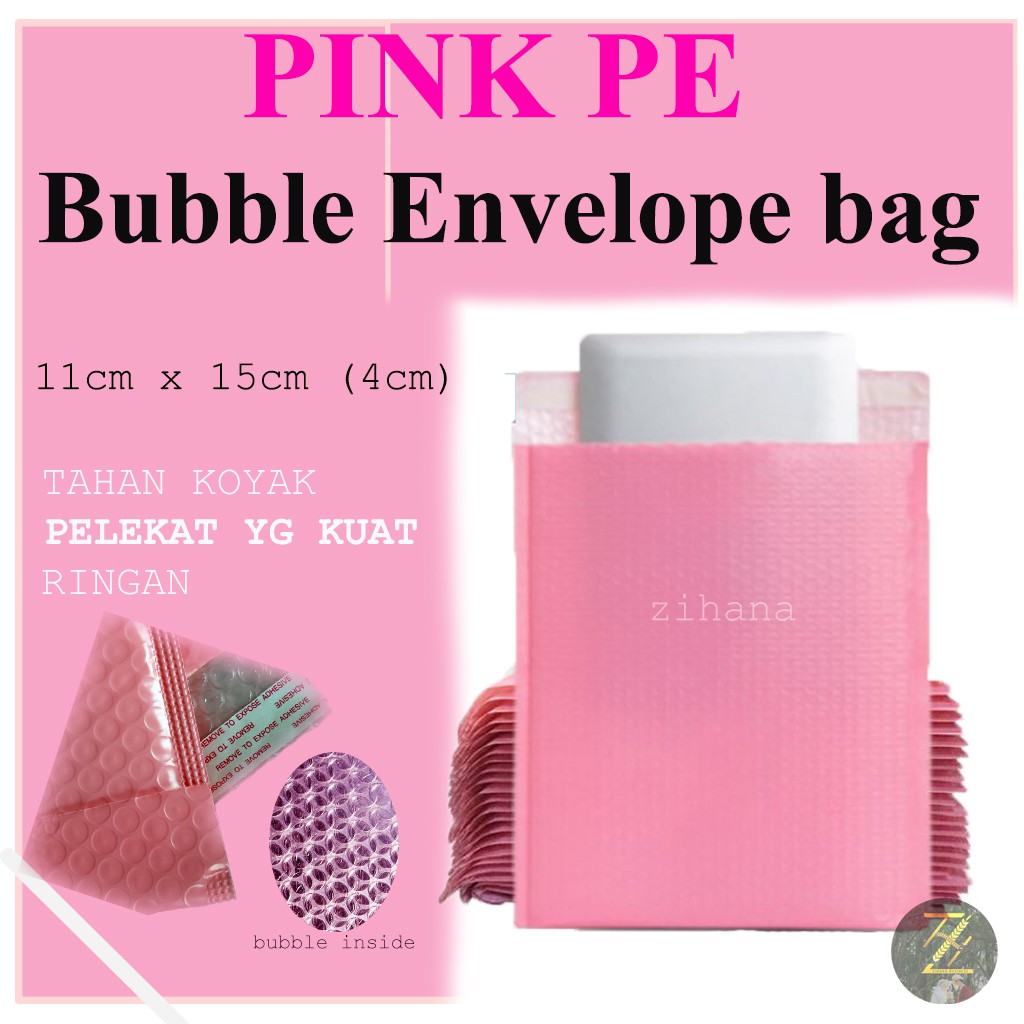 🔥READY STOCK🇲🇾🔥 PINK BUBBLE ENVELOPE WITH BUBBLE WRAP INSIDE (PE POLY ...
