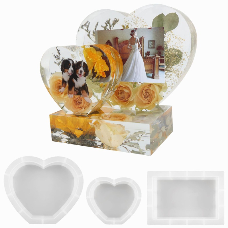 REDD Resin Photo Frame Molds Heart Rectangle Shape Silicone Picture ...