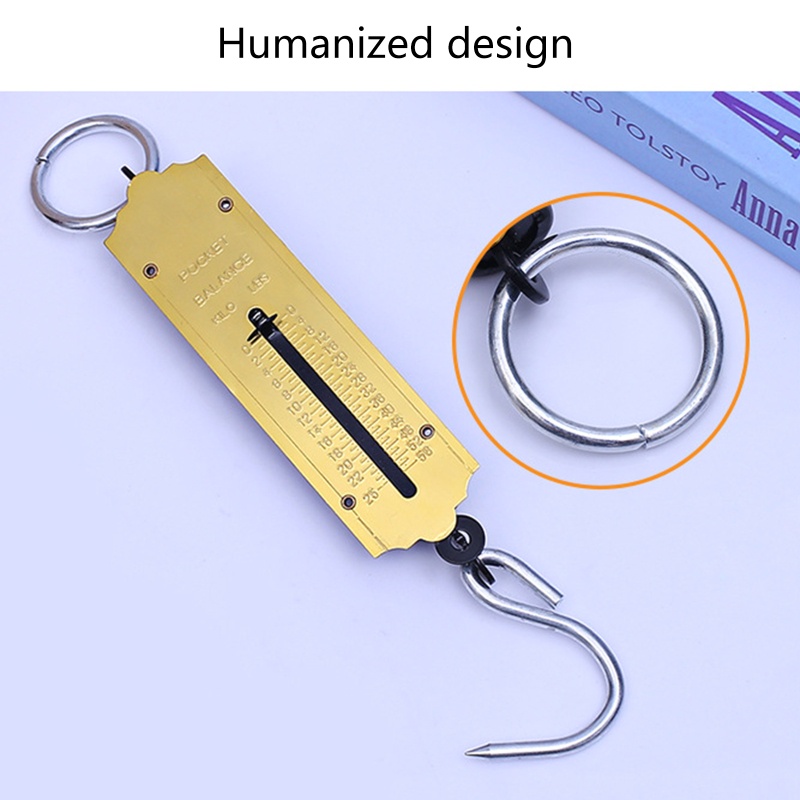 PCF* Yellow Fishing Scale with Hook Portable Mechanical Luggage Scale ...