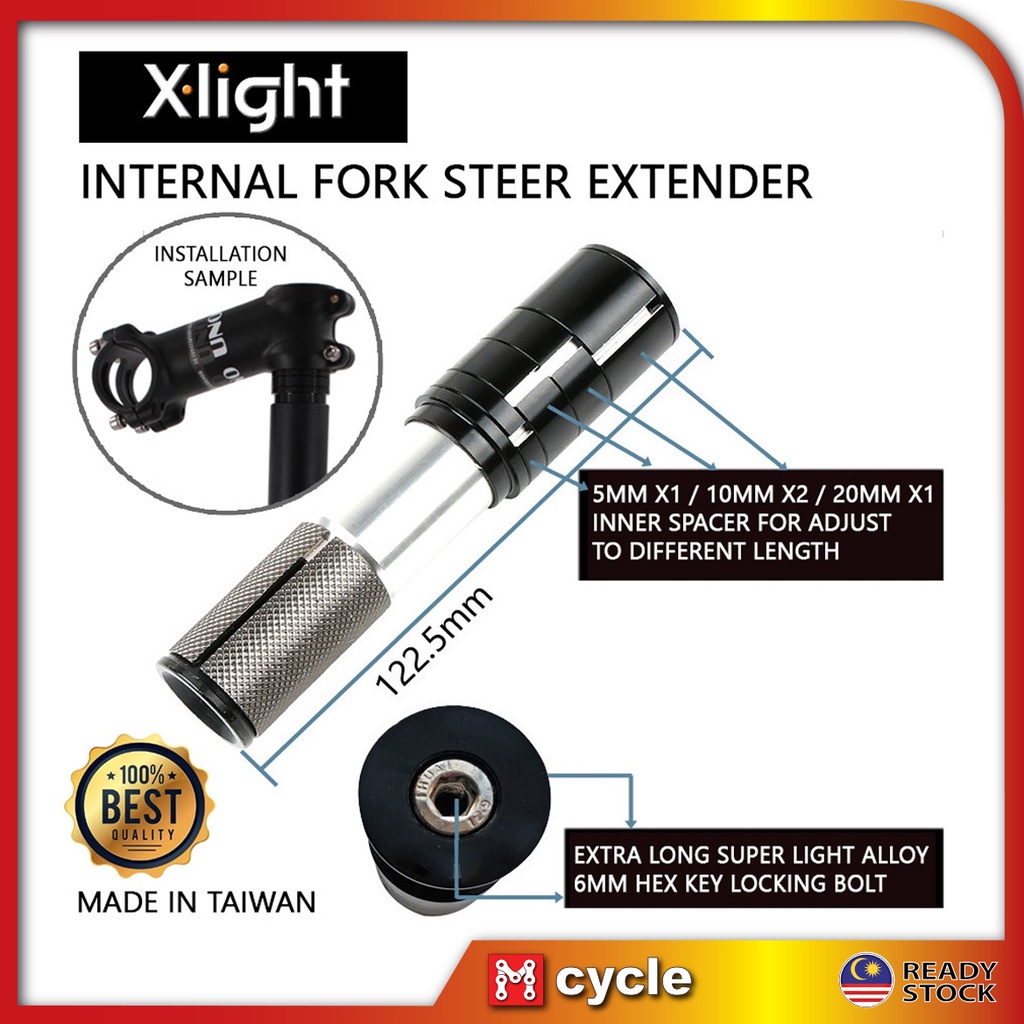 Universal Internal Fork Steer Stem Extender MTB Road Bike Bicycle Alloy ...