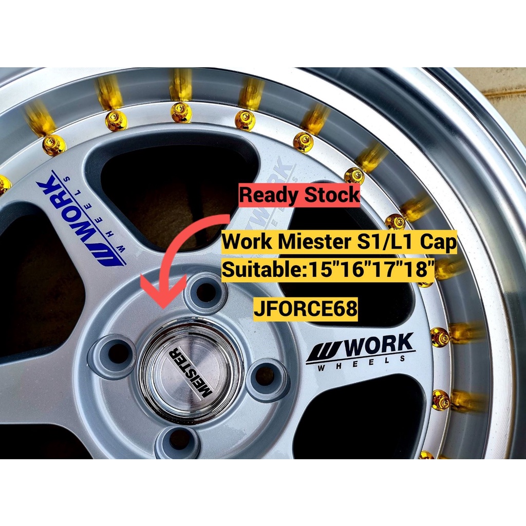 Rim Cap Work Meister S1 L1 (62mm) 1set 4pcs Sport Rim Wheel Cap Myvi ...