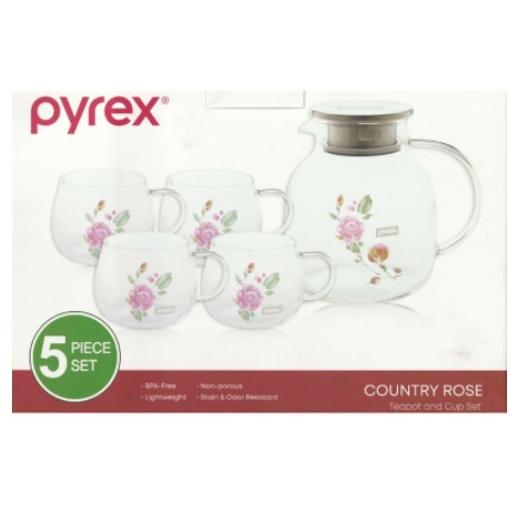 Pyrex Tea Set 5pcs Country Rose Design | Shopee Malaysia