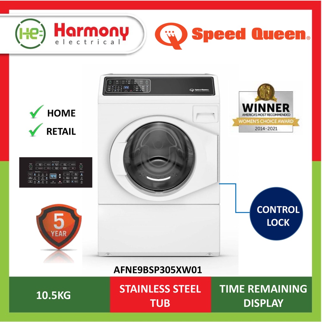 SPEED QUEEN AFNE9BSP305XW01 Front Load Washer 10.5kg For Home / Retail ...