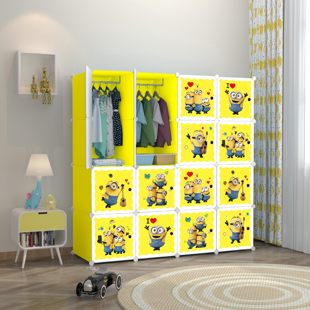 MODELISH MINION YELLOW 16C DIY Rack Storage Cabinet Wardrobe With ...
